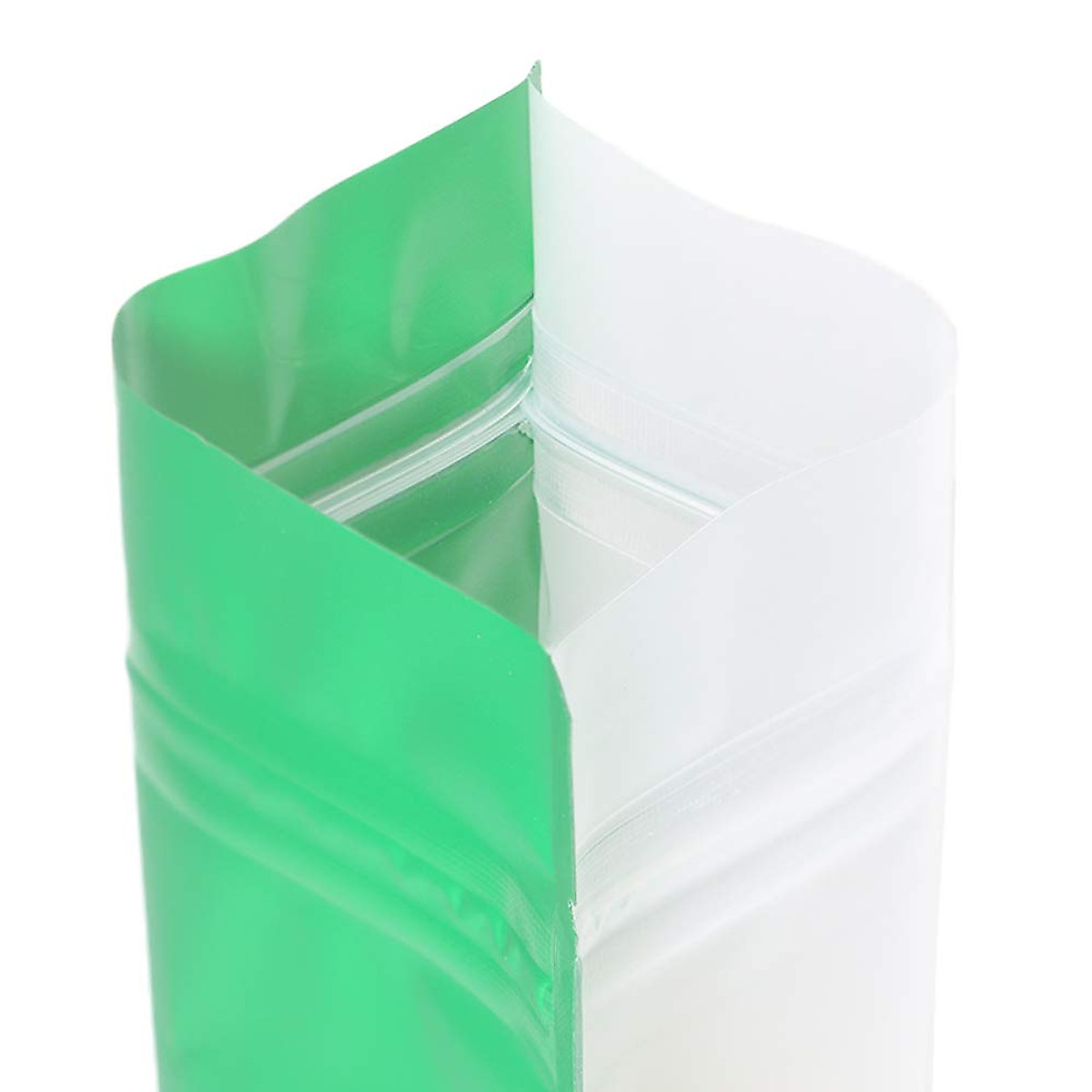 100 Translucent/Green Poly Zip Seal Stand Up Heat Sealable Reusable Pouch (4" x 6", Translucent/Green)