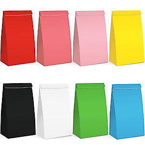 JOHOUSE 100PCS Gift Bags Assorted Colors, Colorful Party Favor Bags Paper Bags Lunch Bags Candy Treat Bags 8 Colors for Birthdays Baby Showers Crafts Wedding