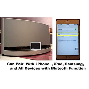 BMR A2DP Bluetooth Music Receiver Adapter for Bose SoundDock, 30 pin Docking Station, iPhone, Samsung, Nokia, HTC, LG, Echo Alexa