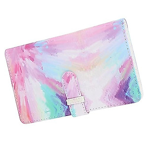 3 Inch Photo Album High Transparency Security Protection for Instant Camera Photo Album PU Leather Cover for Movie Tickets (Pink Tie Dye)
