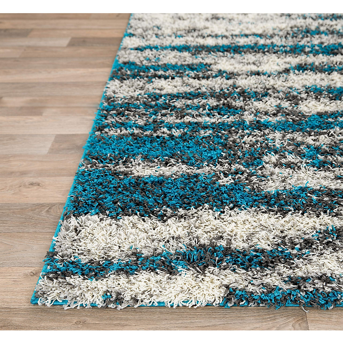 Rugshop Contemporary Abstract Design Plush Shag Area Rug 7'10" x 10' Turquoise