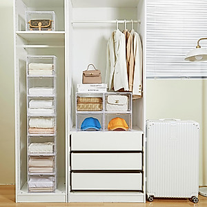 SANKEU Storage Bins with Lids，3pcs×19.5 Qt Plastic Storage Containers with Magnetic Door, Stackable Clear Storage Box for Closet Organizers and Storage,Office Organizing