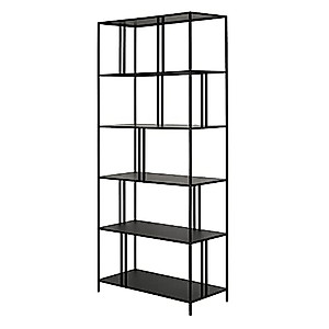 Henn&Hart 34" Wide Rectangular Bookcase in Blackened Bronze, for Home Office, Living Room