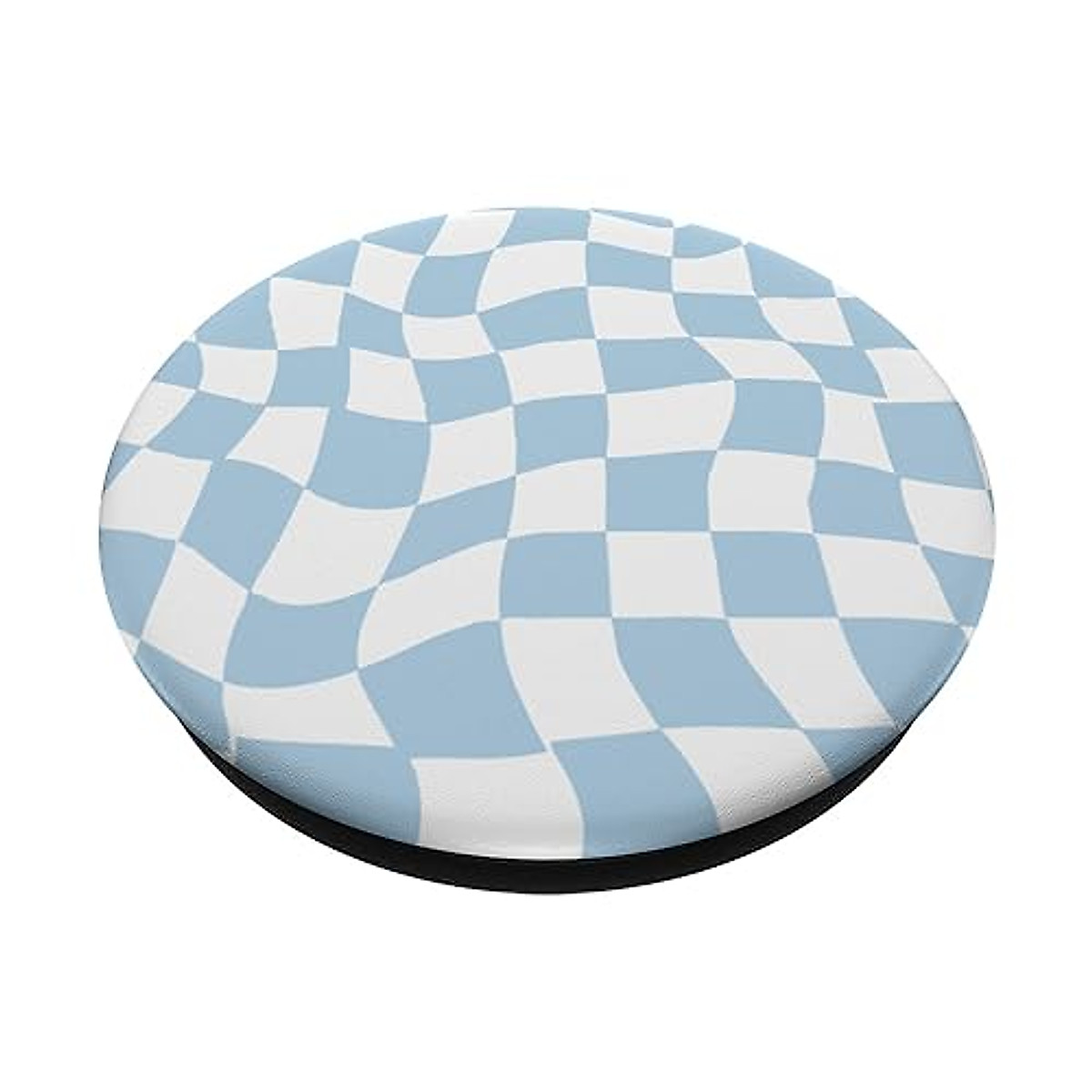 Wavy Checkered Light Blue Checkerboard Pattern PopSockets Standard PopGrip