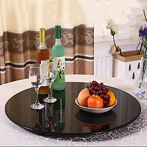DOUKI Black Glass Lazy Susan Turntable For Dining Table, 20inch Tempered Glass Rotating Serving Tray For Table Top, Round Decorative Rotating Tray (Color : Black, Size : 36inch(90cm))