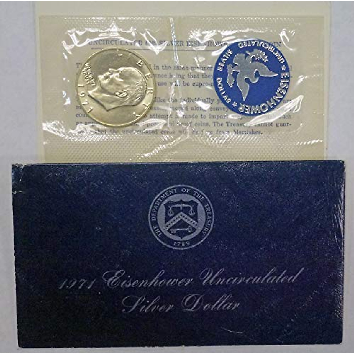 1971 S Eisenhower IKE 40% Silver Dollar Uncirculated in Blue Package