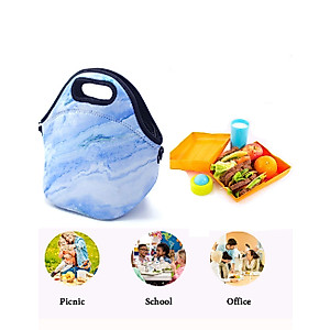 ALLENLIFE neoprene lunch bag Insulated handbags Lunch Box Cooler Bag for school children teen girls women (BLUE)