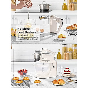 2 in 1 Hand Mixers Kitchen Electric Stand mixer with bowl 3 Quart, electric mixer handheld for Everyday Use, Dough Hooks & Mixer Beaters for Frosting, Meringues & More