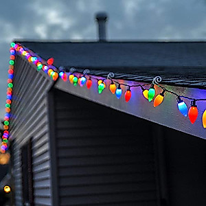 C9 Bulbs - 33ft 50LEDs Christmas String Lights with 29V Safe Adaptor, 5 Sets Connectable,UL Certified Outdoor Indoor Fairy Lights for Christmas Tree Party Garden Decorations