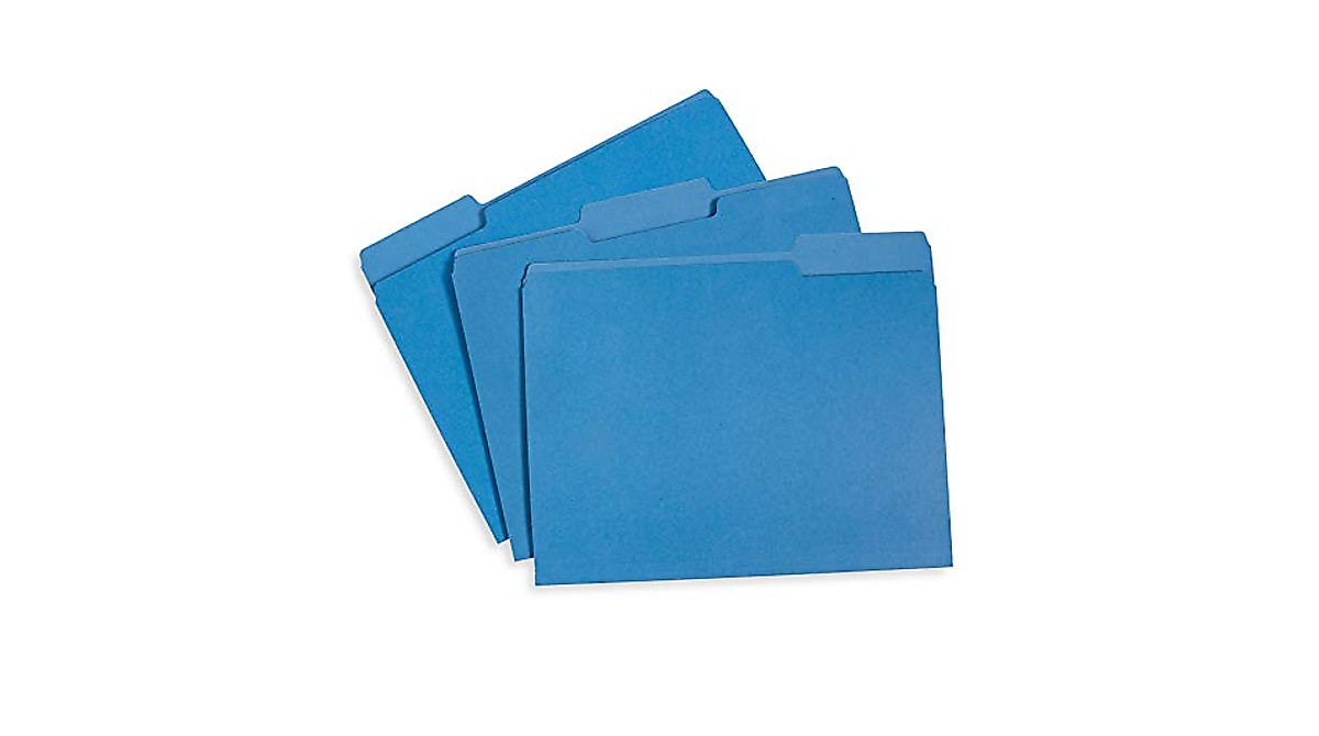 Durable Blue File Folders 1/3 Tab for Office & Home Organizing