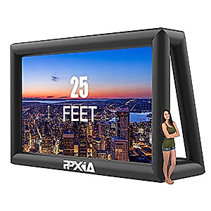PPXIA Inflatable Movie Screen 25ft Outdoor Projector Screen with Air Blower, Supports Front and Rear Projection Blow Up Screen for Movie Nights Backyards Pool Party