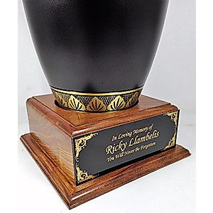 Cremation Urn Pedestal, Wooden Urn Base with Personalized Name Plate