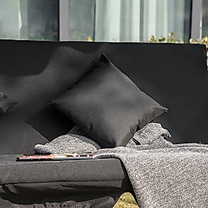 Outsunny 3-Seat Outdoor Patio Swing Chair, Converting Flatbed, Outdoor Swing Glider with Adjustable Canopy, Removable Cushion and Pillows, for Porch, Garden, Poolside, Backyard, Black