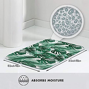 Bathroom Rugs Tropical Palm Leaves,Bath Mat Set Soft Anti-Slip Shower Bathroom Toilet Cover Rugs