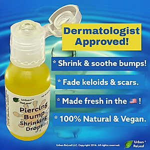 Urban ReLeaf Piercing Bump Shrinking Drops! Keloid Bumps Gentle Effective Aftercare Solution. Natural Essential Oils. Fast Removal Help for Scars Nodules Cartilage Nose Ear Spots. Clean Soothe