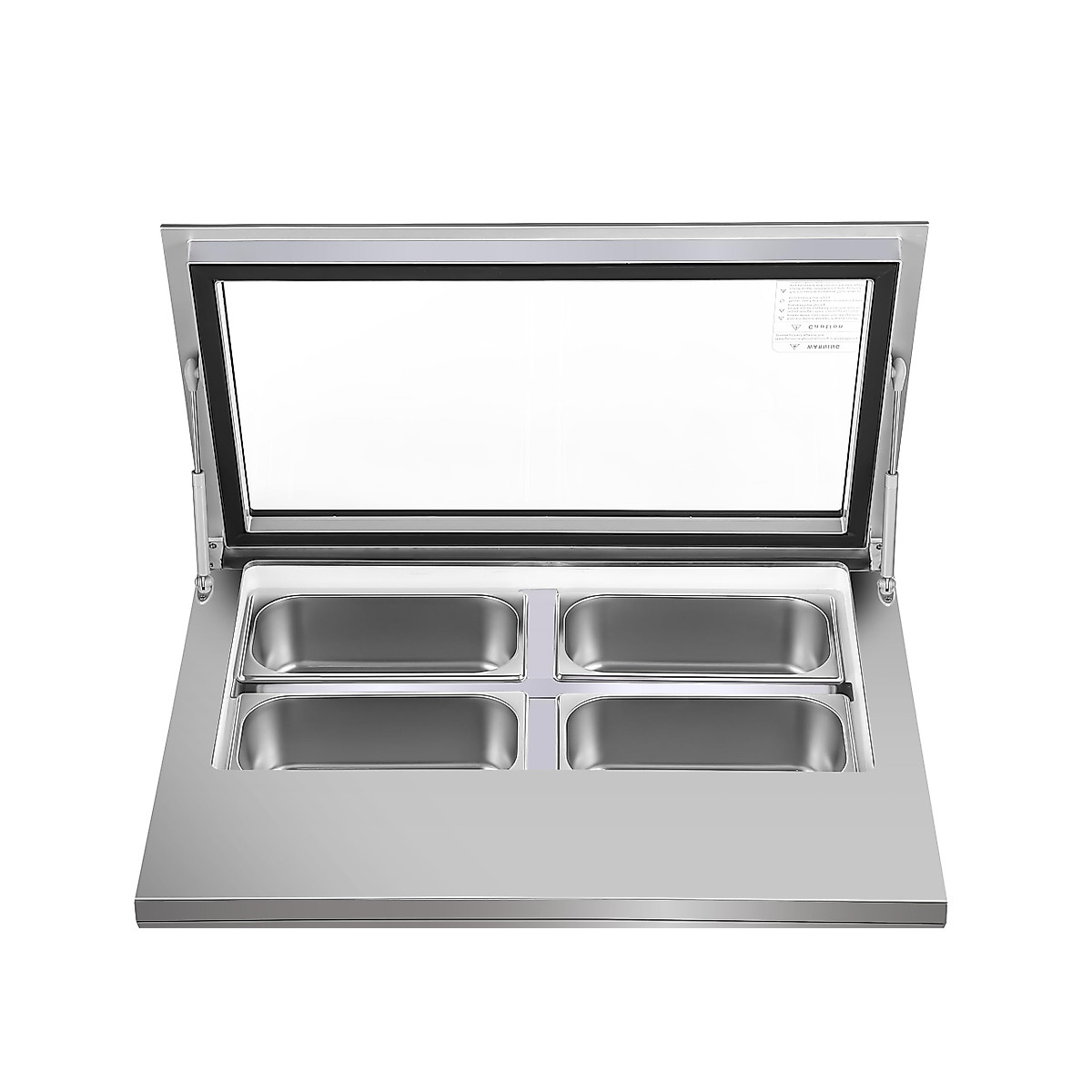 KoolMore AMZ1-GCDF-4P 31 in. Countertop Ice Cream Display case Glass Sneeze Guard in Stainless-Steel, 4 Gelato Pans