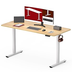 SANODESK Electric Standing Desk 48 x 24 Inches, Height Adjustable Stand Up Desk w/6-Button Controller, Ergonomic Computer Desk for Home Office, White Frame + Natural Tabletop