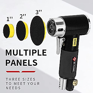 Mini Air Sander 1/2/3 Inch Pneumatic Small Orbital Sander for Auto Body Work, Mini Polisher with 45PCS Sanding Discs + 3PCS Backing Pads