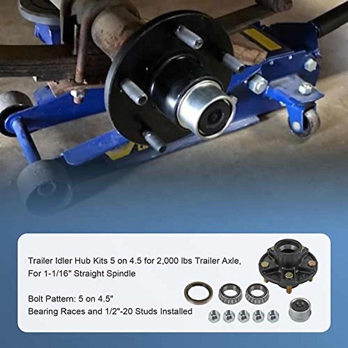 JDMSPEED 2 Trailer Idler Hub Kits 5 on 4.5" Replacement for Axle 1-1/16" Bearings 2000 lbs - 22016K