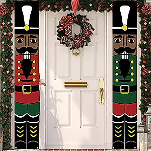 Black Nutcracker Christmas Decorations African American Nutcracker Porch Banner Outdoor Christmas Nutcracker Decorations and Supplies for Home Party