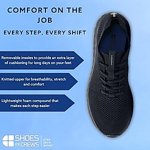 Shoes for Crews Everlight Mens Non Slip Work Shoes - Men's Work & Safety Footwear, Lace-Up Breathable Work Shoes for Men, Zapato de Trabajo para Hombre, Size 7 Black
