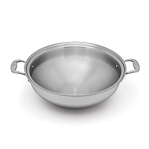 Heritage Steel 13.5 Inch Wok with Lid - Titanium Strengthened 316Ti Stainless Steel Pan with 5-Ply Construction - Induction-Ready and Fully Clad, Made in USA
