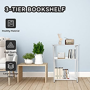 NO MORE TAG 3 Tier End Tables, 3 Shelf Wooden Storage Shelf Small Bedside Table for Office, Premium Wood Coffee Table for Living Room, Kitchen, Home Office, Balcony (White， 1pcs)