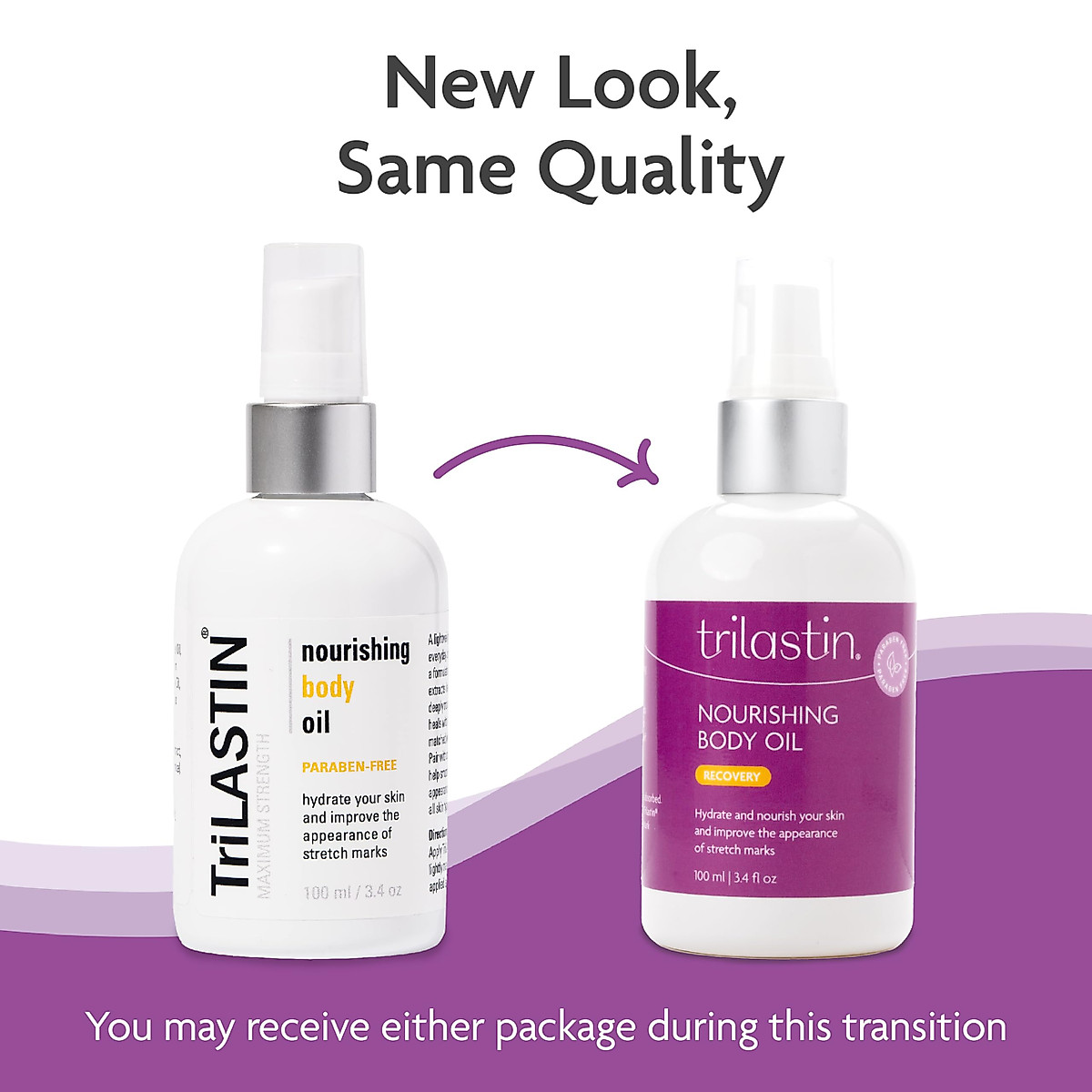 TriLASTIN Belly Oil (3.4oz) | Vitamin-Infused Stretch Mark Oil | Belly Oil for Expecting Mothers | Serum for Scars and Stretch Marks | Body Oil | Paraben-Free and Hypoallergenic