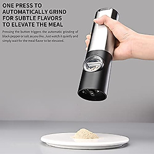 Electric Salt and Pepper Grinder Set Rechargeable with Charging Station Base, USB Type-C Cable, LED Light, Stainless Steel Automatic Spice Salt Pepper Shakers Grinder, Adjustable Coarseness Mill