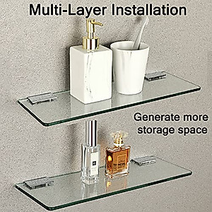 SAYAYO Floating Glass Shelves for Bathroom, Tempered Glass Shelf for Wall 15 x 5 Inch 1 Pack, Clear