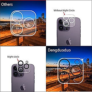 【3 Pack】Dengduoduo Tempered Glass Camera Lens Protector for iPhone 14 Pro 6.1" & iPhone 14 Pro Max 6.7", Ultra HD, 9H Hardness, Anti-Scratch, Case Friendly, Easy to Install [No Affect on Night Shots]