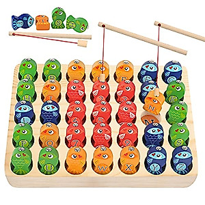 Toddler Learning Educational Toys for 2 3 4 5 Year Old Boys Girls Wooden Magnetic Fishing Kids Toys Games Letters ABC Numbers Alphabet Puzzle Montessori Toys for Ages 2+ STEM Preschool Education Gifts