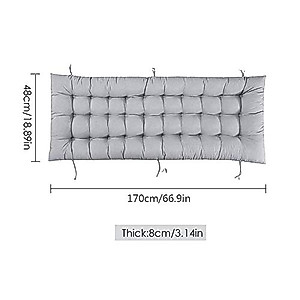 Moonase 67 Inch Patio Chaise Lounger Cushion, IndoorOutdoor Rocking Chair Sofa Cushion with Ties and Top Cover,Non-Slip Sun Lounger Rocking Chair Swing Bench Cushion, Gray