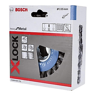 Bosch X-LOCK 2608620731 Wire Brush, 4.5 inches (115 mm) Diameter, Beveled Shape, Iron 0.02 inches (0.5 mm) Twist, 1 Piece