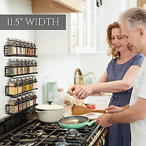 ZICOTO Space Saving Spice Rack Organizer for Cabinets or Wall Mounts - Easy To Install Set of 4 Hanging Racks - Perfect Seasoning Organizer For Your Kitchen Cabinet, Cupboard or Pantry Door