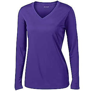 Joe's USA Ladies Long Sleeve Moisture Wicking Athletic Shirt (Purple - Medium)