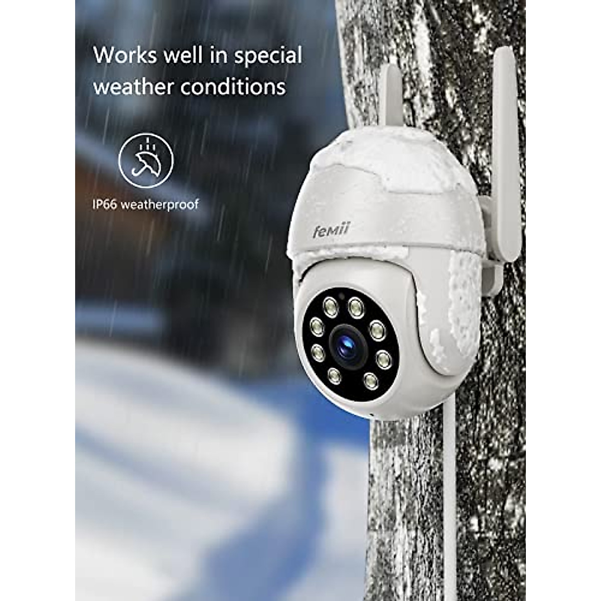 2K Security Camera, PTZ 355°View 3MP Security System 2.4GHZ WiFi Security Cameras Outdoor with Color Night Vision, Motion Detection and Alarm, IP66 Waterproof, 2-Way Talk, 24/7 SD Storage