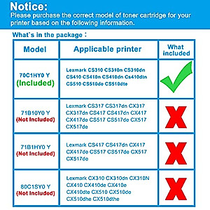LCL Remanufactured Toner Cartridge Replacement for Lexmark 70C0H40 700H4 70C1HY0 701HY 70C10Y0 701Y 3000 Pages CS310 CS310n CS310dn CS510 CS510de CS510dte CS410 CS410n CS410dn Cs410dtn (1-Pack Yellow)