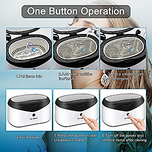 Ultrasonic Jewelry Cleaner -Silver Cleaner for Jewelry Rings with Watch Holder,Cleaning Basket,304 SUS Tank for Eyeglasses Watches Coins Tools Razors Earrings Necklaces Dentures 21 Ounces