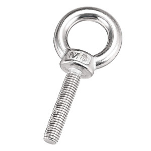 uxcell Lifting Eye Bolt M8 x 40mm Male Thread 304 Stainless Steel for Hanging, Pack of 5