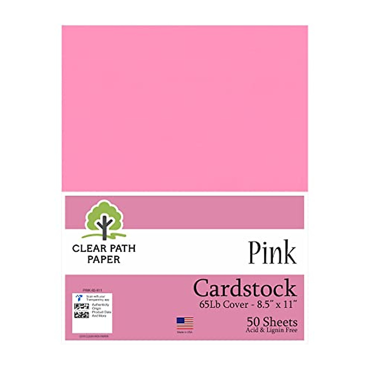 Pink Cardstock - 8.5 x 11 inch - 65Lb Cover - 50 Sheets - Clear Path Paper