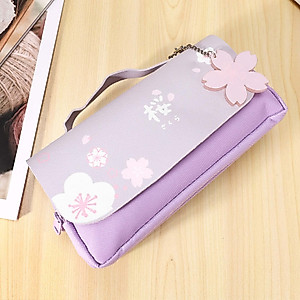 Limnyves Purple Blossom Pencil Case PU Leather Pencil Case Stationery Pencil Case Pencil Case Pencil Case