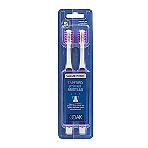 Ooak Toothbrush, Tapered V++Max Medium Bristles, 2 Count (Pack of 1) - Violet