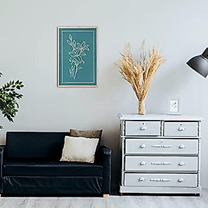 NELONY Botanical Wall Art with Frame, 16"x24" Minimalist Wooden Carved Flower Wall Decorations, Modern Farmhouse Aesthetic Decor for Home, Living Room, Bedroom, Office (Teal Green)