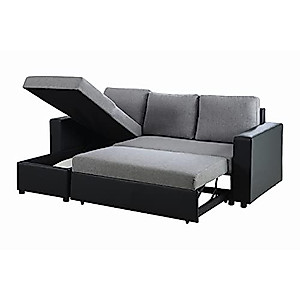 Coaster Home Furnishings 503929 Everly Reversible Sleeper Sectional Sofa Grey and Black