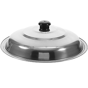Stainless Steel Wok Lid 14 Inch Skillet Lid Round Dome Lid Microwave Lid Universal Pan Lid Stainless Steel Pan Lid 14 Inch Pan Lid Kitchen Pot Lid Pot Covers for Cooking Pan Cover