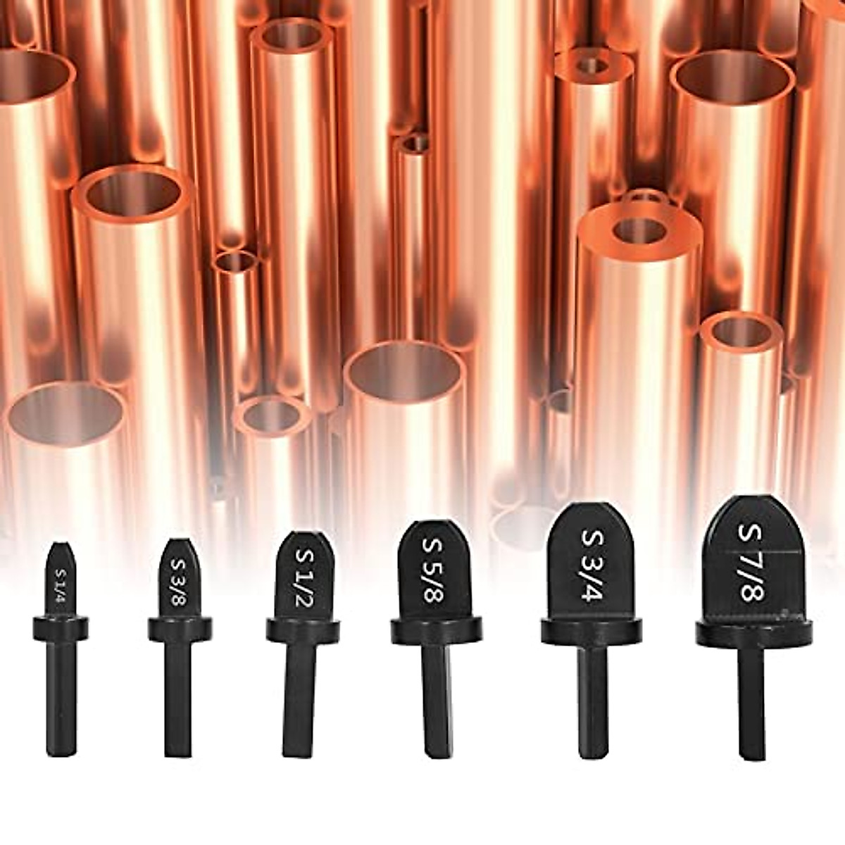6Pcs Copper Pipe Swaging Tool Drill Bits,Professional Manual Flaring Tool Drill Bit Set 1/4 3/8 1/2 5/8 3/4 7/8