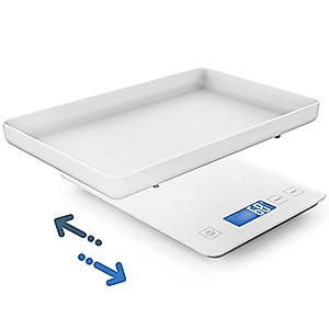 Multifunctional Newborn Pet Scale with a Tray to Weigh Cats and Puppy, 33lbs with Accuracy ±0.03oz, Suitable for Pets and Kitchen Use, Tray Size 11.5"x 9"in (White)