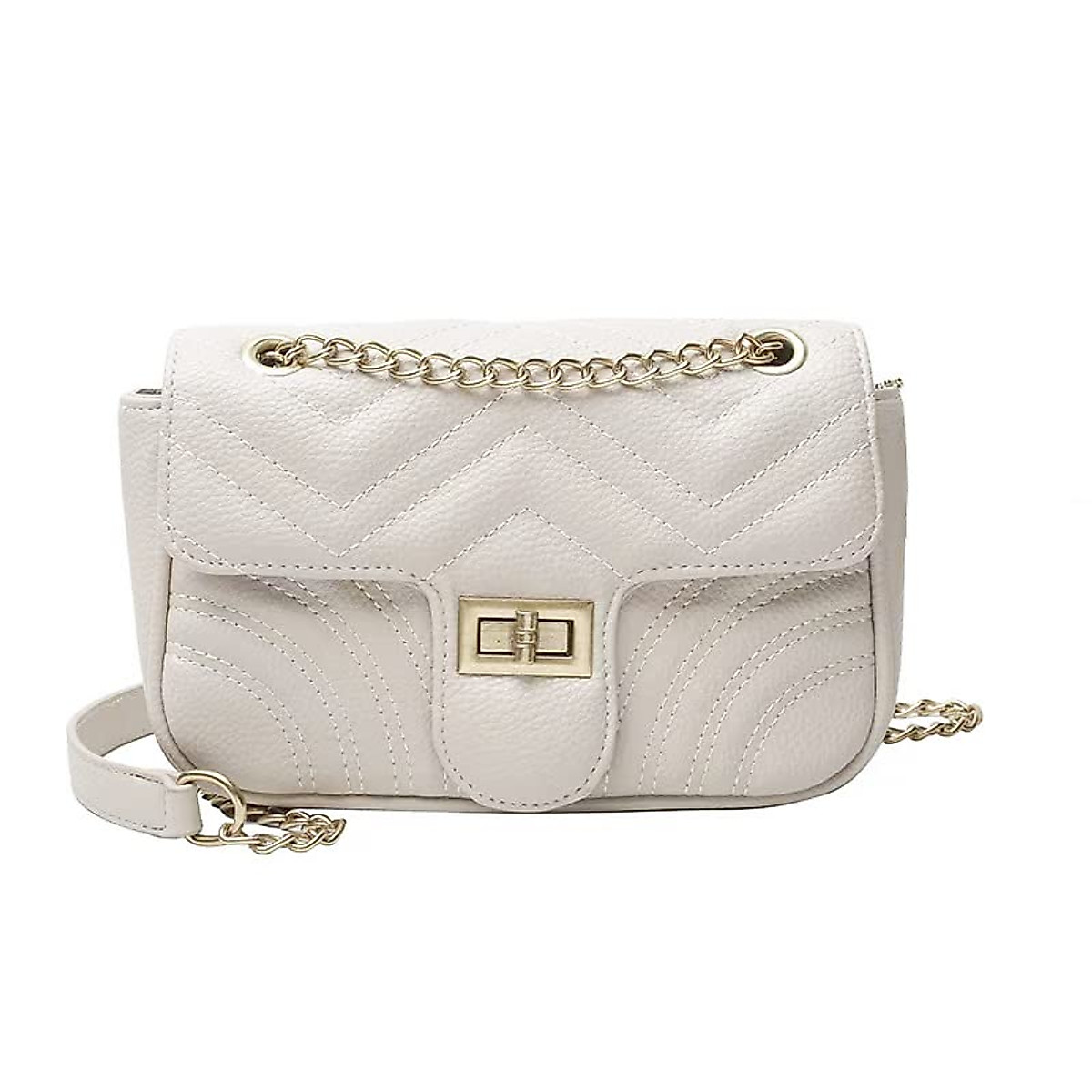 Seagloca 9.4" Women's PU Leather Quilted GG Messenger Shoulder Bag Purse Chain Handbag Crossbody Bag (White