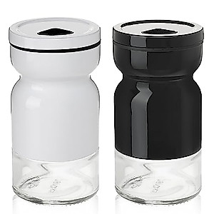 Stainless Steel Salt And Pepper Shakers Set,with Clear Glass Bottom,Spice Shakers with Adjustable Pour Holes,Classic Salt Pepper Shaker for Table,RV,Camp,BBQ(2 PACK)